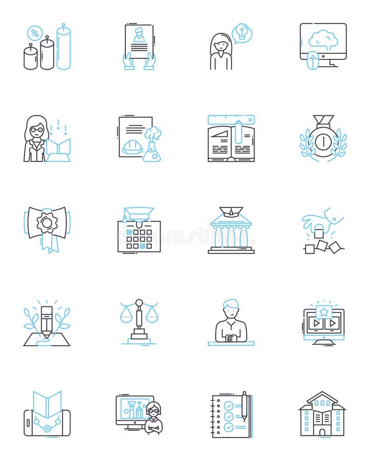 Learning Tools Linear Icons Set. Technology, Education, Resources ...