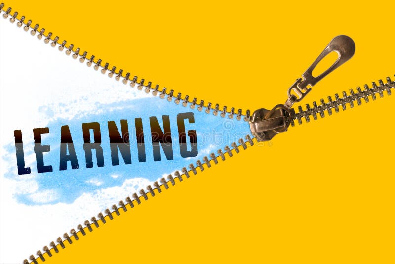 Learning word under zipper stock illustration. Illustration of ...