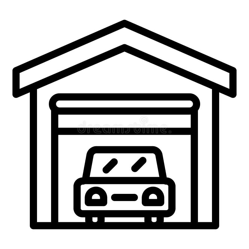 New Garage Icon, Outline Style Stock Vector - Illustration of open ...