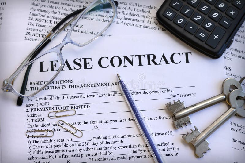Lease Contract with Keys and Glasses Stock Image - Image of flat ...