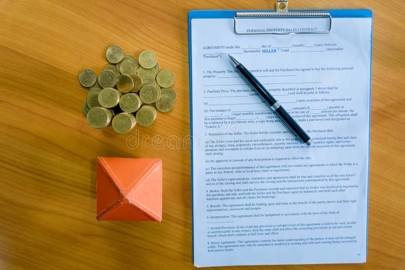 Lease / Rental Agreement Document with Keys and Pen, Highlighted Text ...