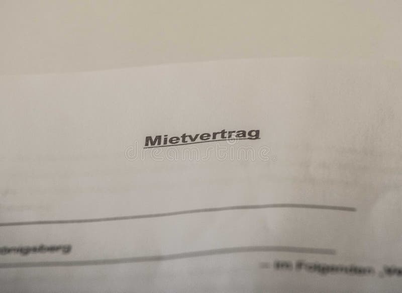 Lease or Rental Agreement in German Mietvertrag Stock Photo - Image of ...