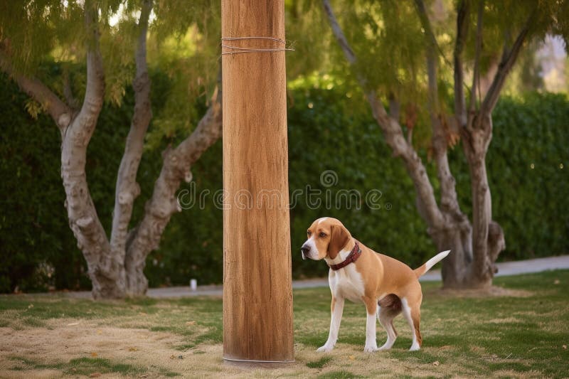 Leash Tugging on Wooden Post or Tree Stock Image - Image of tree ...