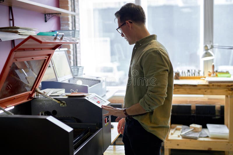 Leathe Crafting with Laser Engraving Machine Stock Image - Image of ...