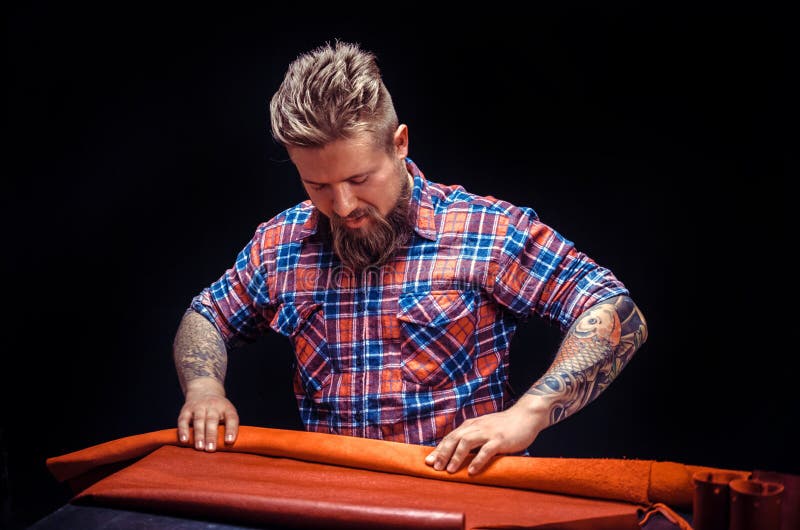 Leather Artisan Making Quality Products in His Studio Stock Photo ...