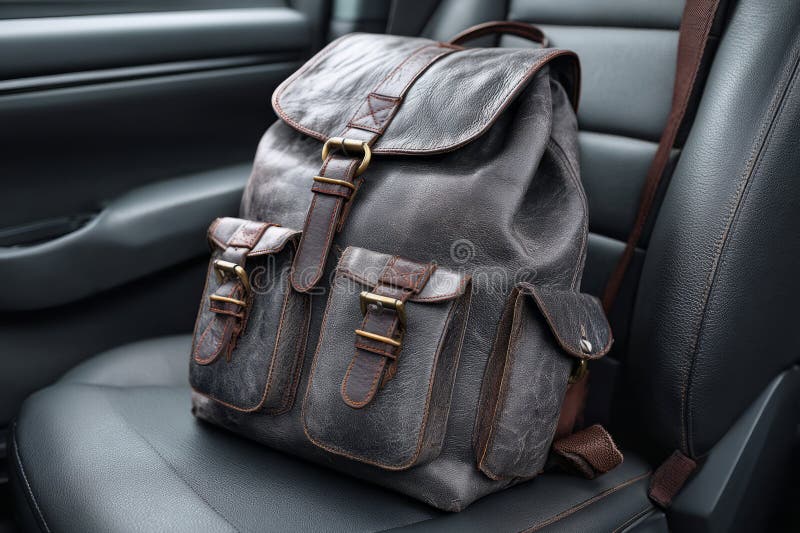 Leather Backpack Made of Patches of Different Colors on White Isolated ...