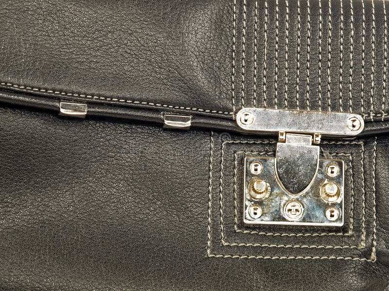Leather bag lock. stock photo. Image of briefcase, closed - 19821398