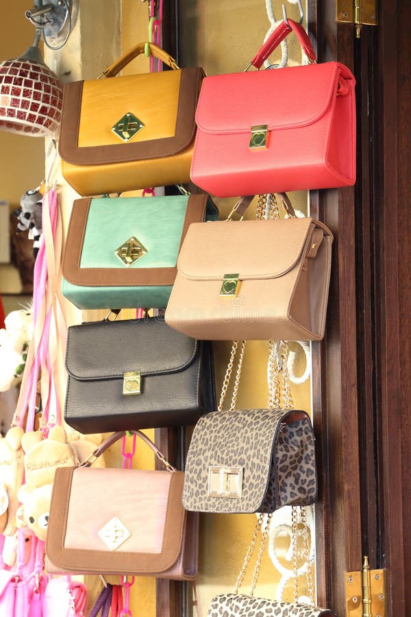 Leather bags in shop stock image. Image of commercial - 32809519