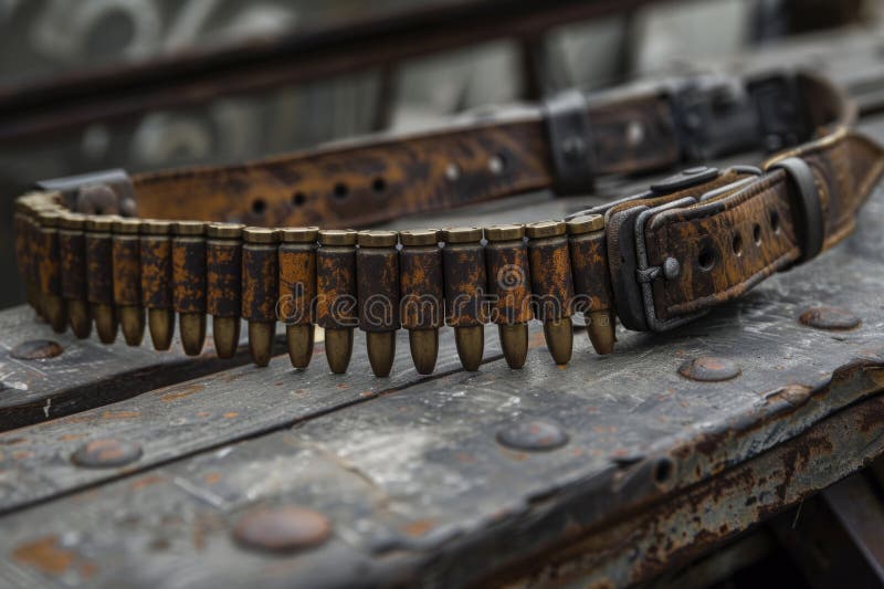 Leather Bandolier on the Belt Stock Image - Image of table, rifle ...