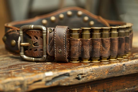 Leather Bandolier on the Belt Stock Image - Image of shell, weapon ...