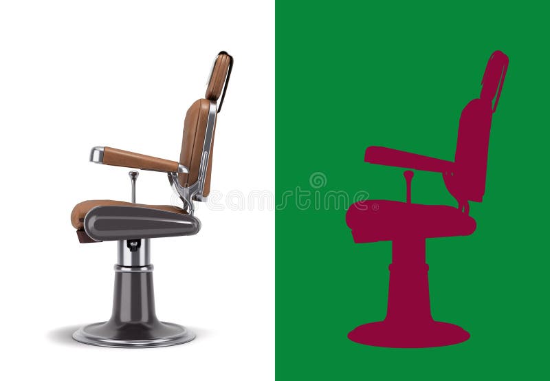 Leather Barber Chair with Chrome Inserts Left View 3d Render on White ...