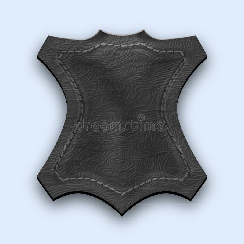 Leather Black Realistic Stitched Label. Textured Tag with Shadow Stock ...