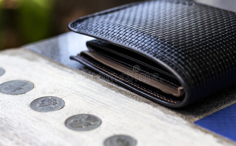 Wallet and Us Dollar Coins on the Table. Stock Image - Image of concept ...