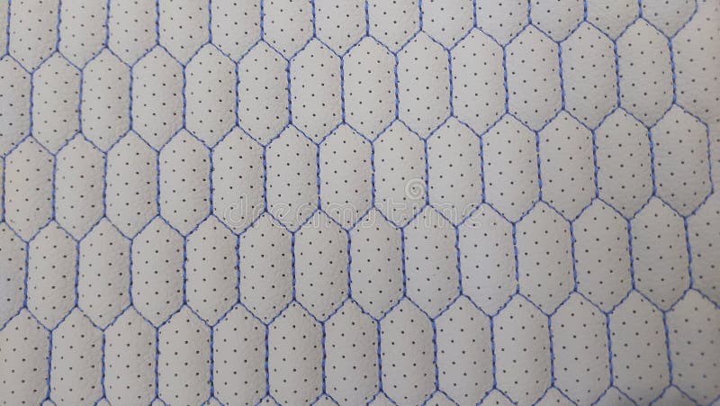 Leather Blue Stitched with Perforated Pattern Honeycomb Stock Photo ...