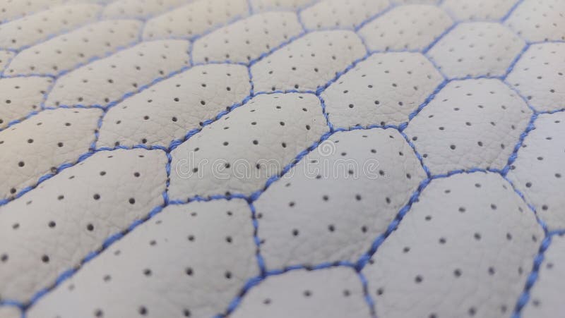 Leather Blue Stitched with Perforated Pattern Honeycomb Stock Image ...