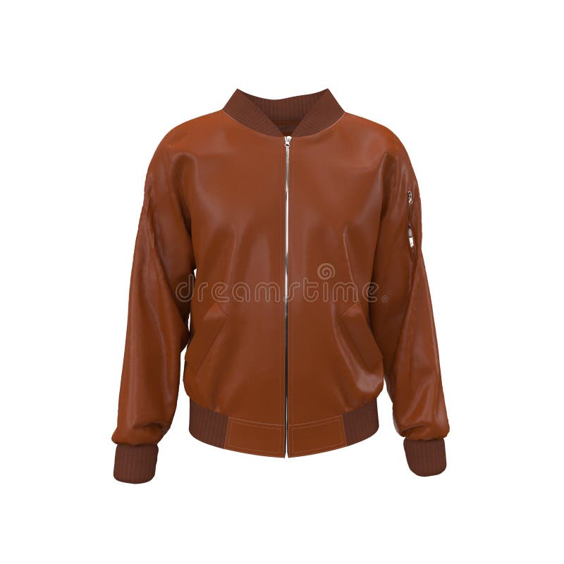 Leather Bomber Jacket Mockup Design. Front View. Stock Illustration ...