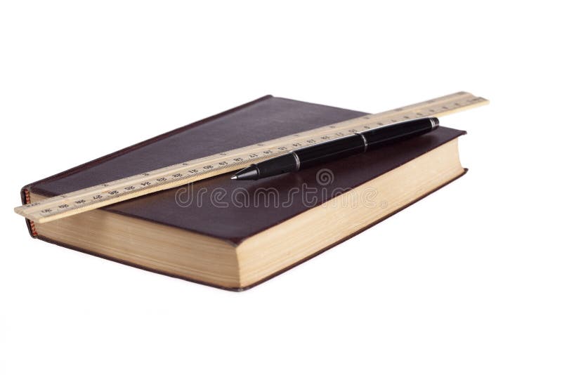 Ruler and Book. stock image. Image of wooden, photographed - 100844189