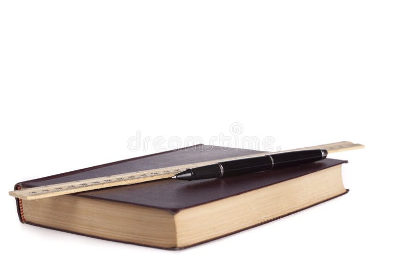 Ruler and Book. stock image. Image of wooden, photographed - 100844189