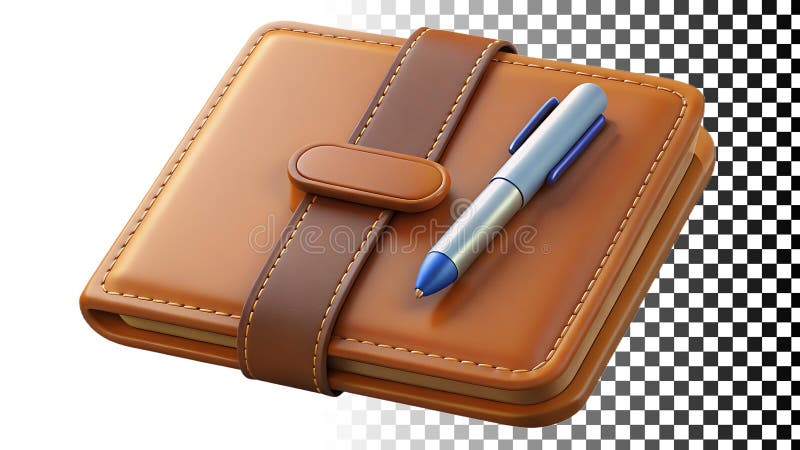 Leather Book with Pen Holder Journal Notebook Diary Accessory Png ...