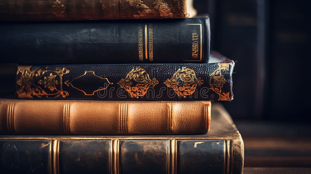 Leather Book Stack Background Stock Illustration - Illustration of ...