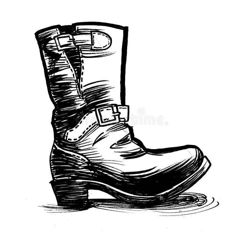 Leather boot stock illustration. Illustration of sketch - 241043227