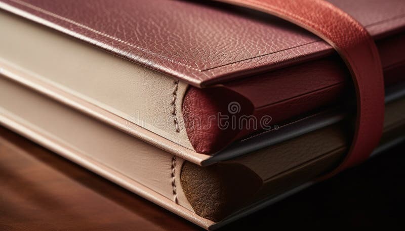 Leather Bound Book Cover, Closed, on Table Generated by AI Stock ...
