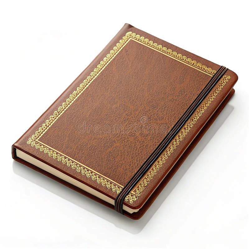 Leather-bound Diary on White Surface Stock Illustration - Illustration ...