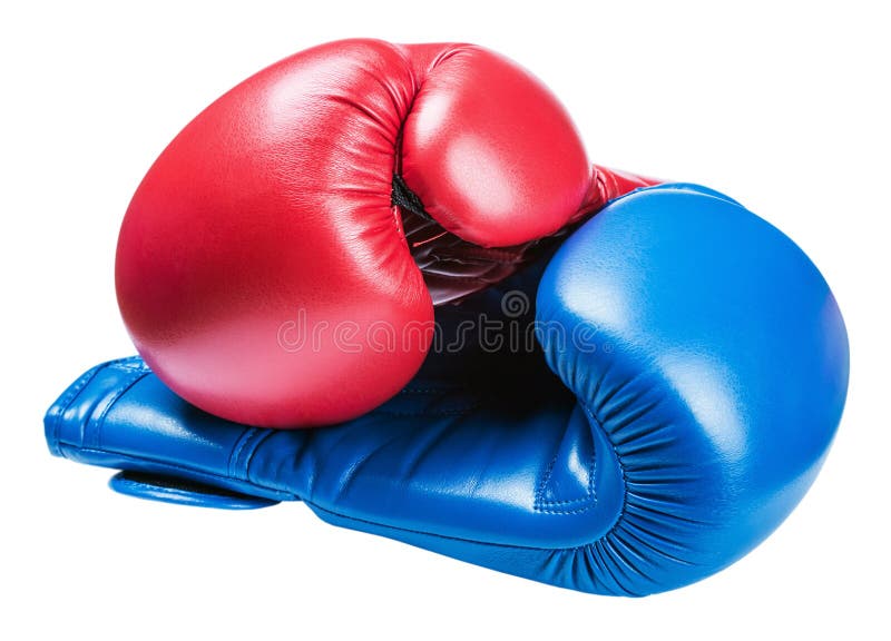 Leather Boxing Glove Red and Blue Isolated on White Stock Photo - Image ...