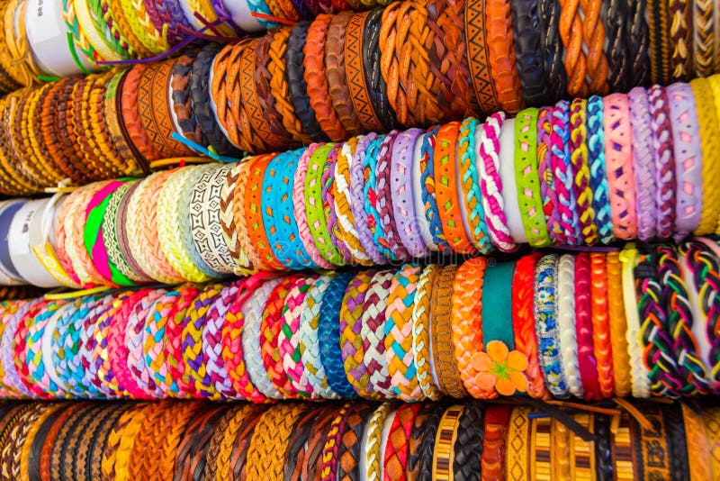 Leather Bracelets with Different Shapes and Colors Stock Image - Image ...