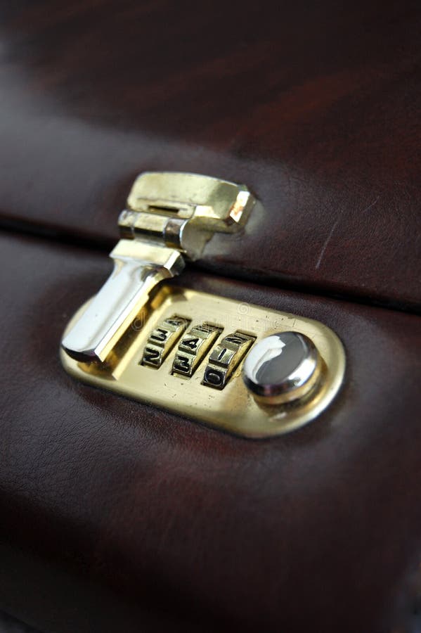 Leather Brief Case Locked stock image. Image of security - 67664269