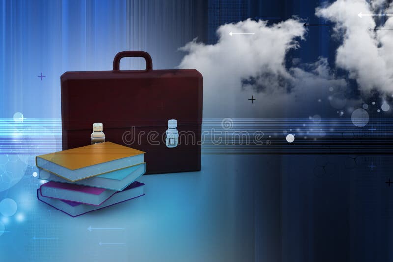 Leather Briefcase and Books Stock Image - Image of natural, file: 43540915