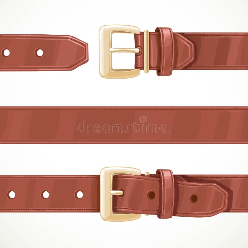 Leather Brown Belt Buttoned, Unbuttoned and Seamless Middle Part Stock ...