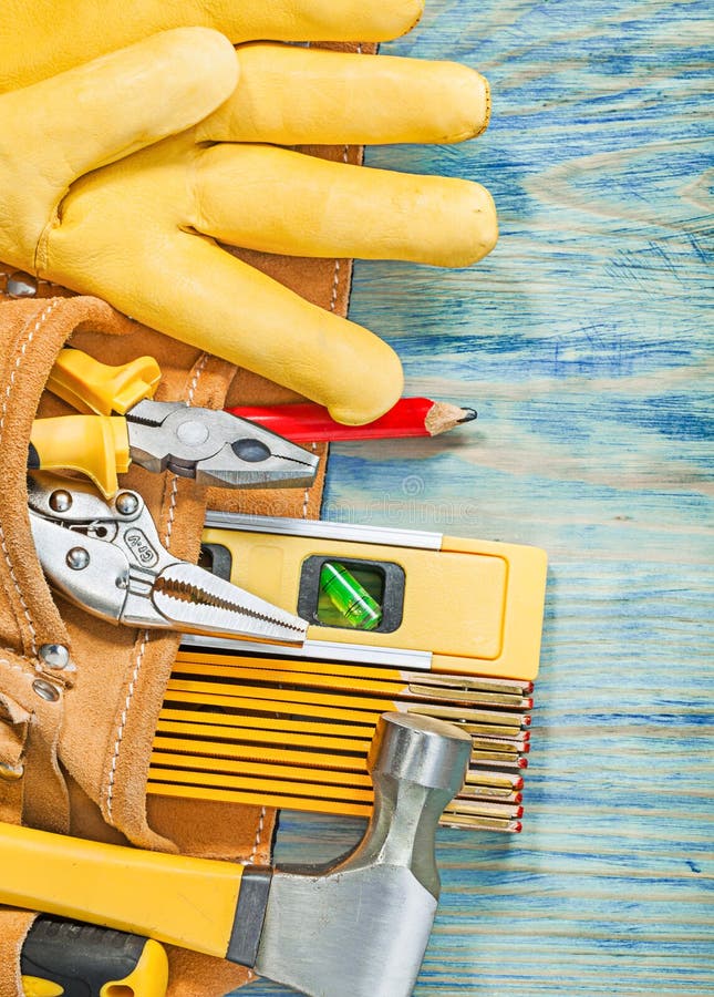 Construction Tooling on Wooden Board, Copy Space Stock Photo - Image of ...