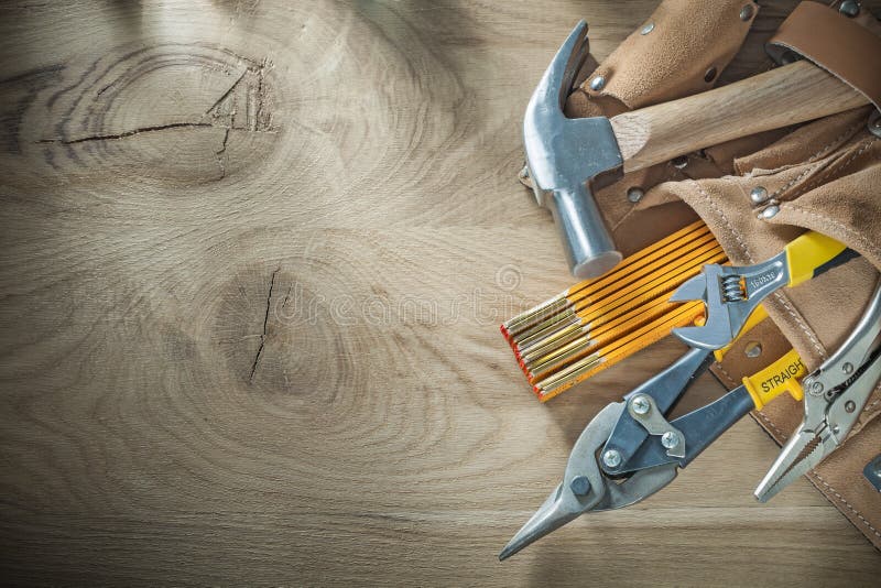 Leather Building Belt with Construction Tooling on Wooden Board Stock ...