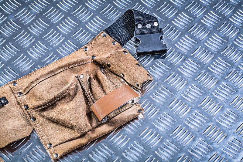 Leather Building Belt on Grooved Metal Sheet Construction Concep Stock ...