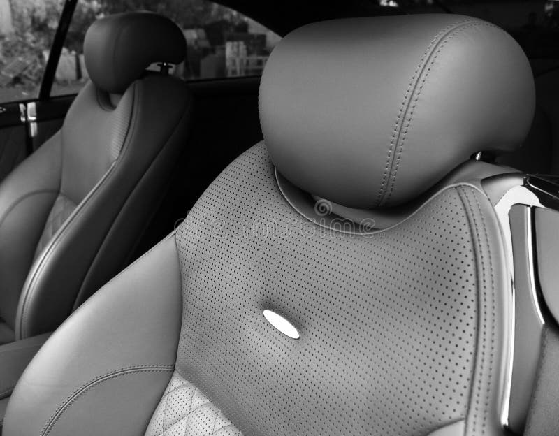 Leather car seat close up stock image. Image of chrome - 143341067
