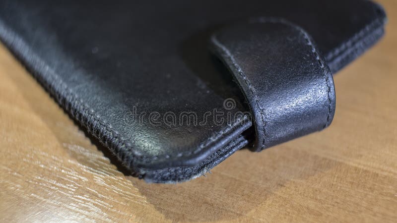 Leather Case for Mobile Phone Close-up Stock Photo - Image of ...