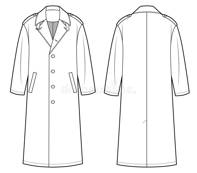 Leather Coat Fashion Flat Technical Template Stock Illustration ...