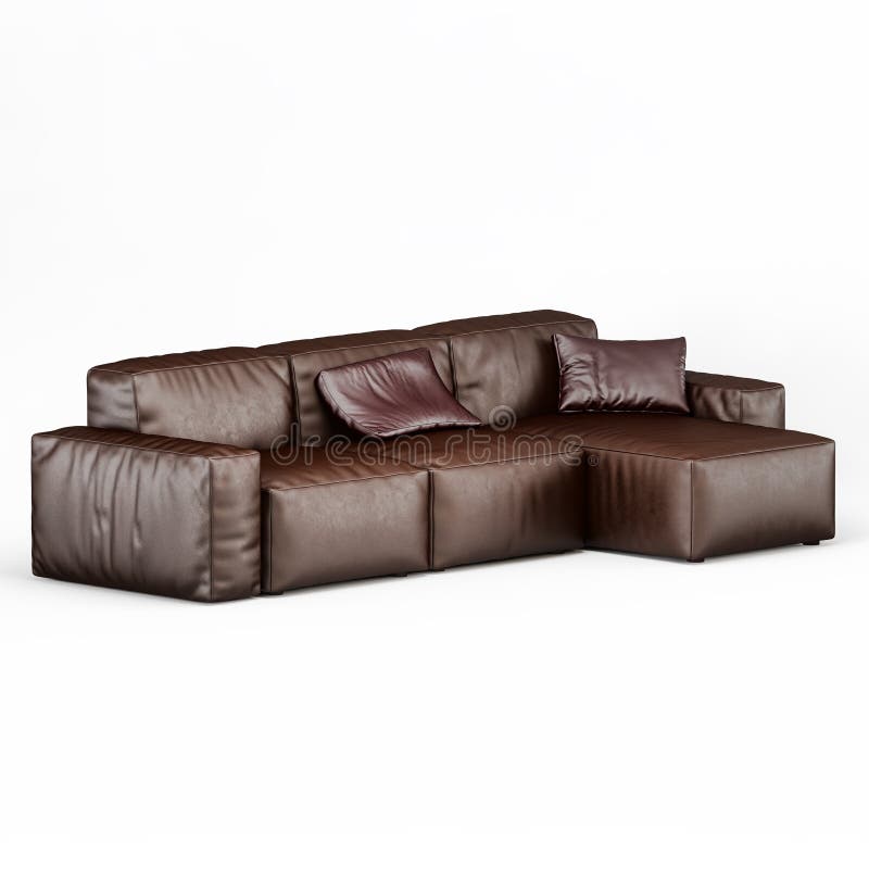 Leather Corner Sofa Brown Color on a White Background Top View 3d Stock ...