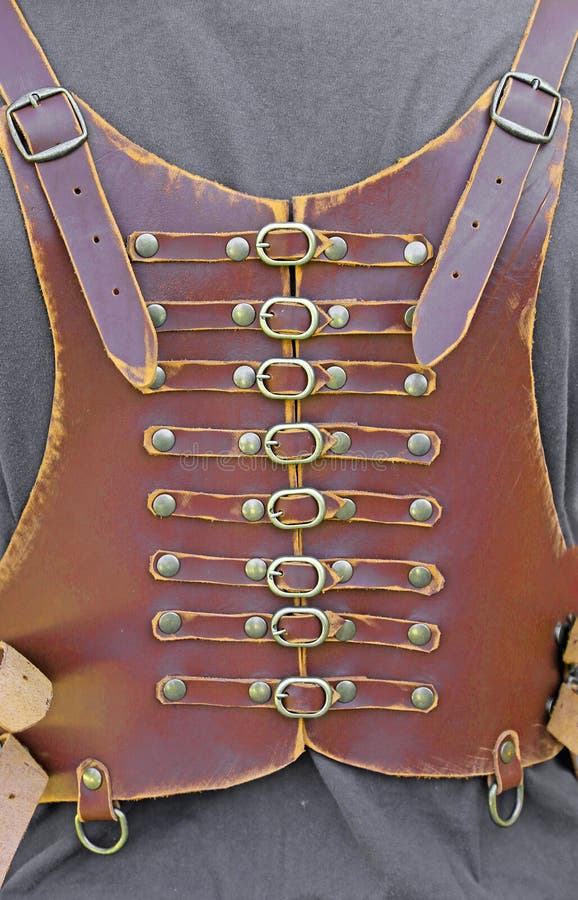 Leather Corset with Many Brass Buckles Stock Photo - Image of vest ...