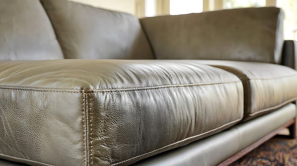 A Leather Couch with a Tan Color Stock Image - Image of couch, close ...