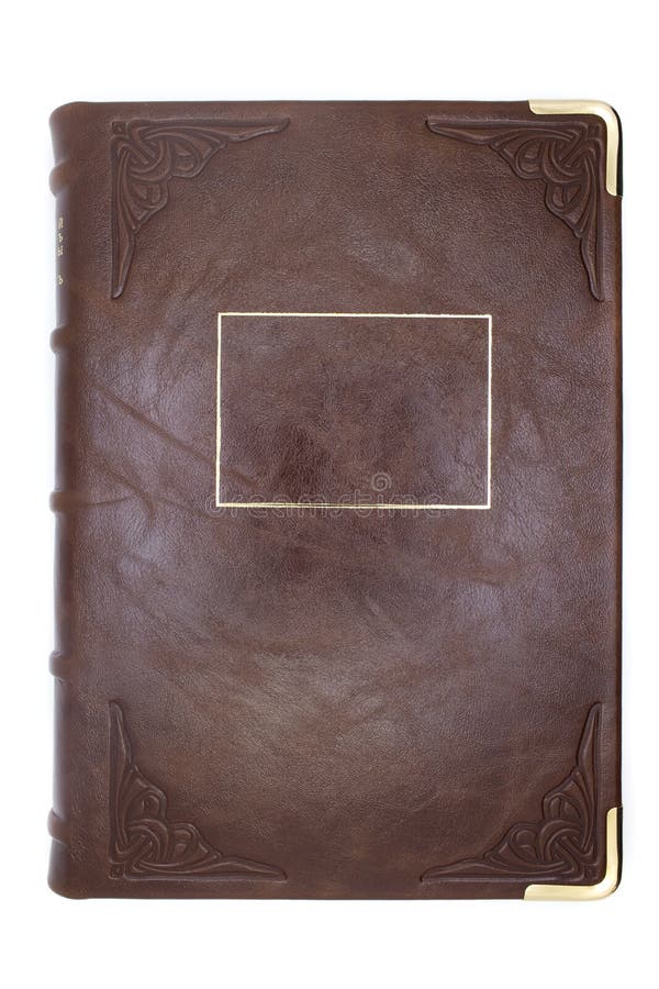 Leather Cover of an Old Book with a Blank Gold Frame for an Inscription ...
