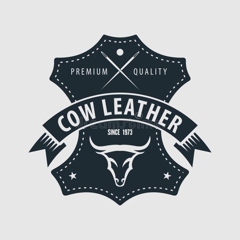 Leather Craft, Cow Leather Logo Design Stock Vector - Illustration of ...
