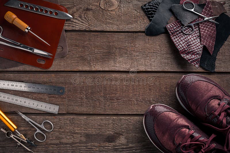 Leather Craft or Leather Working. Leather Working Tools and Cut Out ...