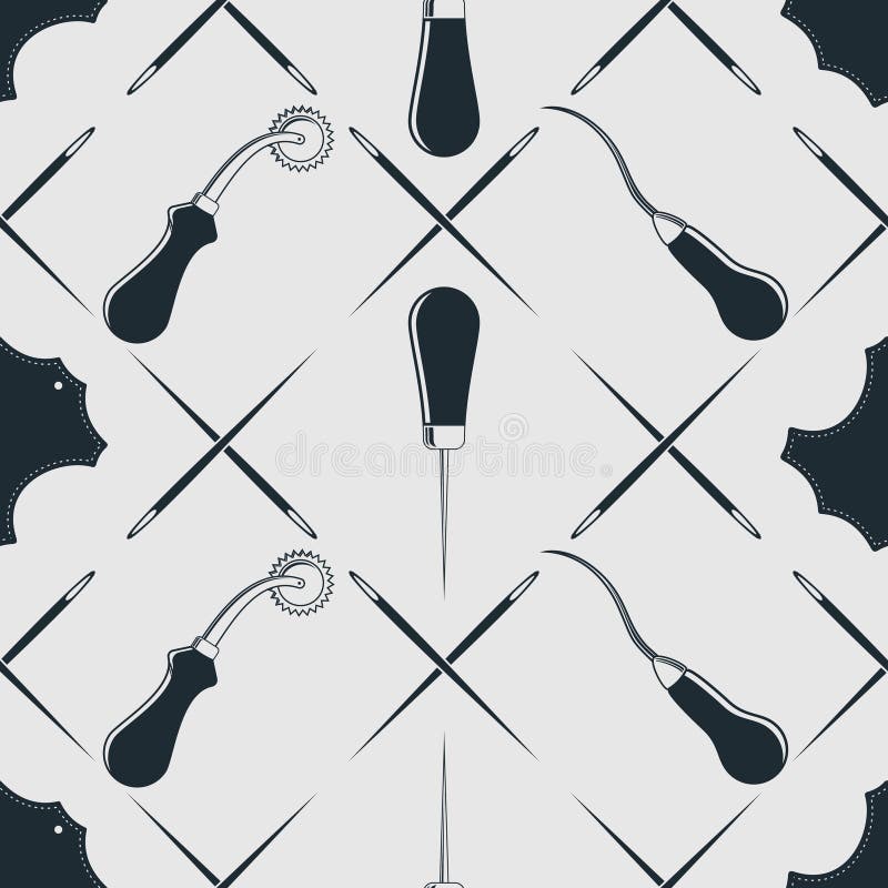 Leather Craft Seamless Pattern. Vector Stock Vector - Illustration of ...