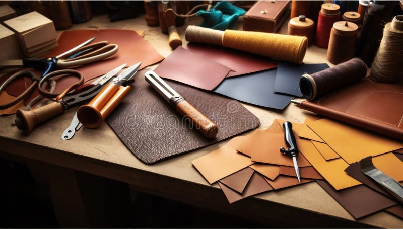 Leather Craft Working stock illustration. Illustration of fashion - 289048586
