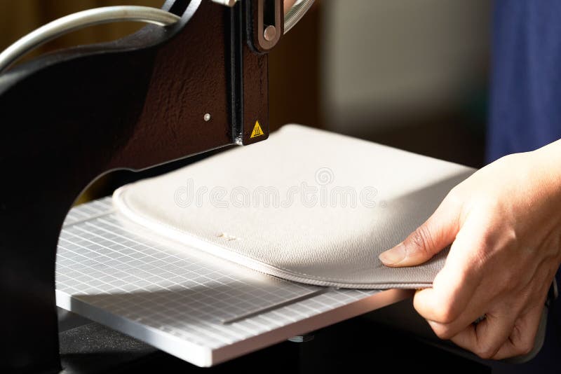 Leather Crafting Concept with Leather Engraving Machine, Close-up Stock ...