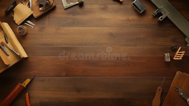 Leather Crafting Tools Lying on a Wooden Surface for Hobbyists Stock ...