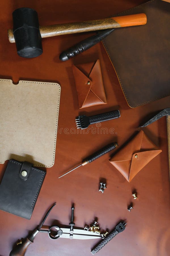 Leather Crafting Tools Still Life Stock Image - Image of still, manual ...