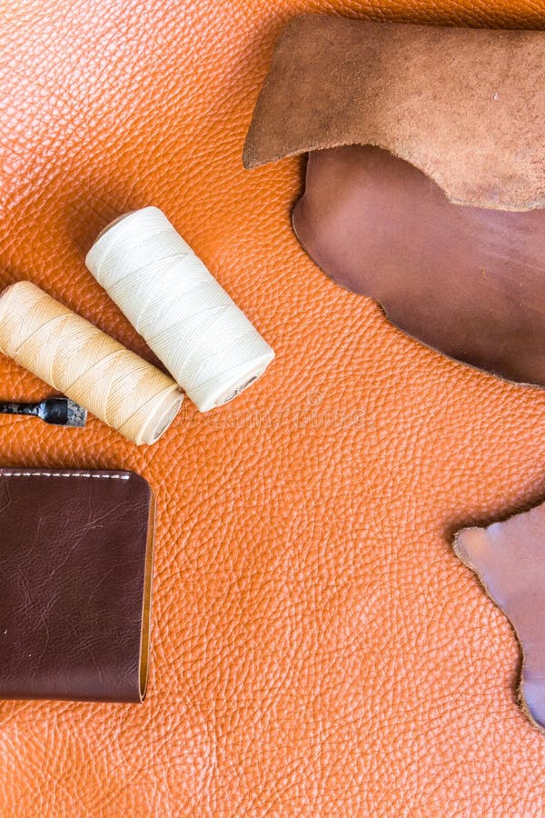 Leather Craftsmanship Top View with Tool Stock Photo - Image of ...